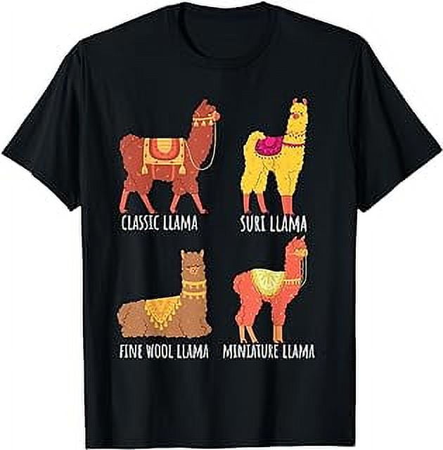 Type of Llamas Breed Collection,Cute Llama Farming Lovers T-Shirt ...