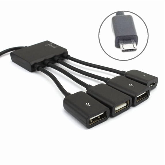 TypeC MicroUSB OTG 4 Port Adapter Power Cord for Multiple Devices ...