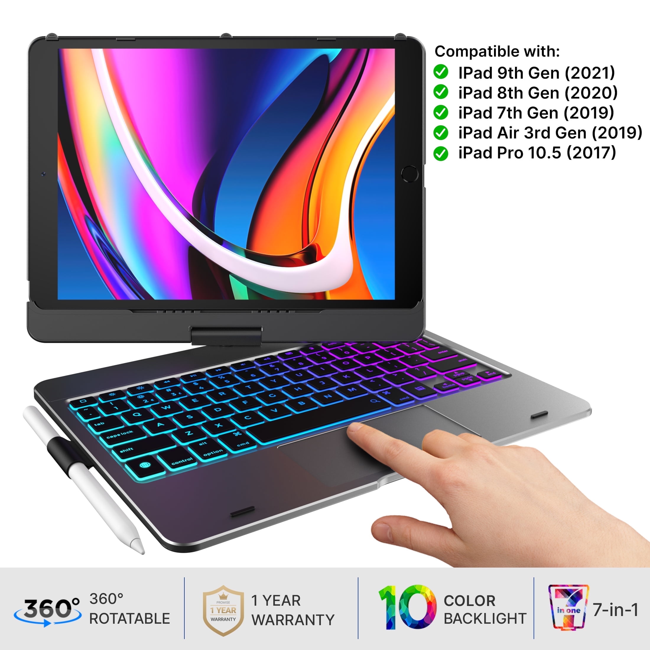 Typecase iPad 10.2-inch Keyboard Case, Slim Cover with Pencil Holder ...