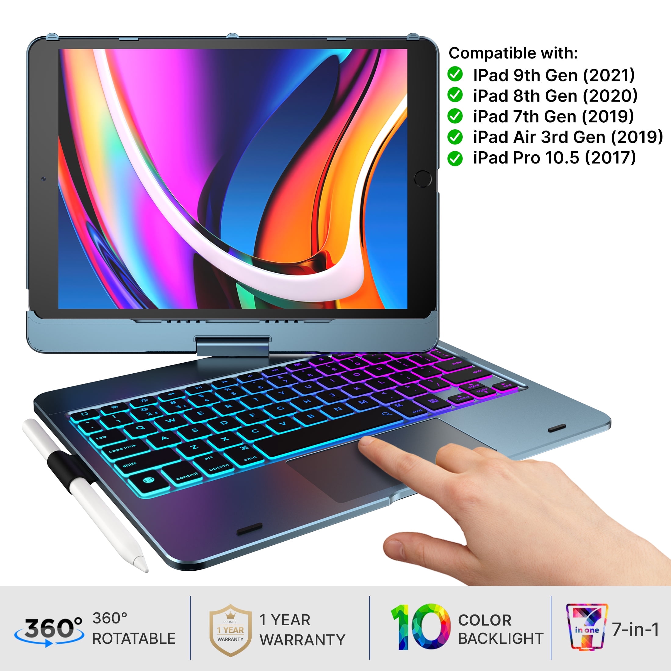 Typecase iPad Keyboard Case with Trackpad, Pencil Holder for 10.2 inch ...