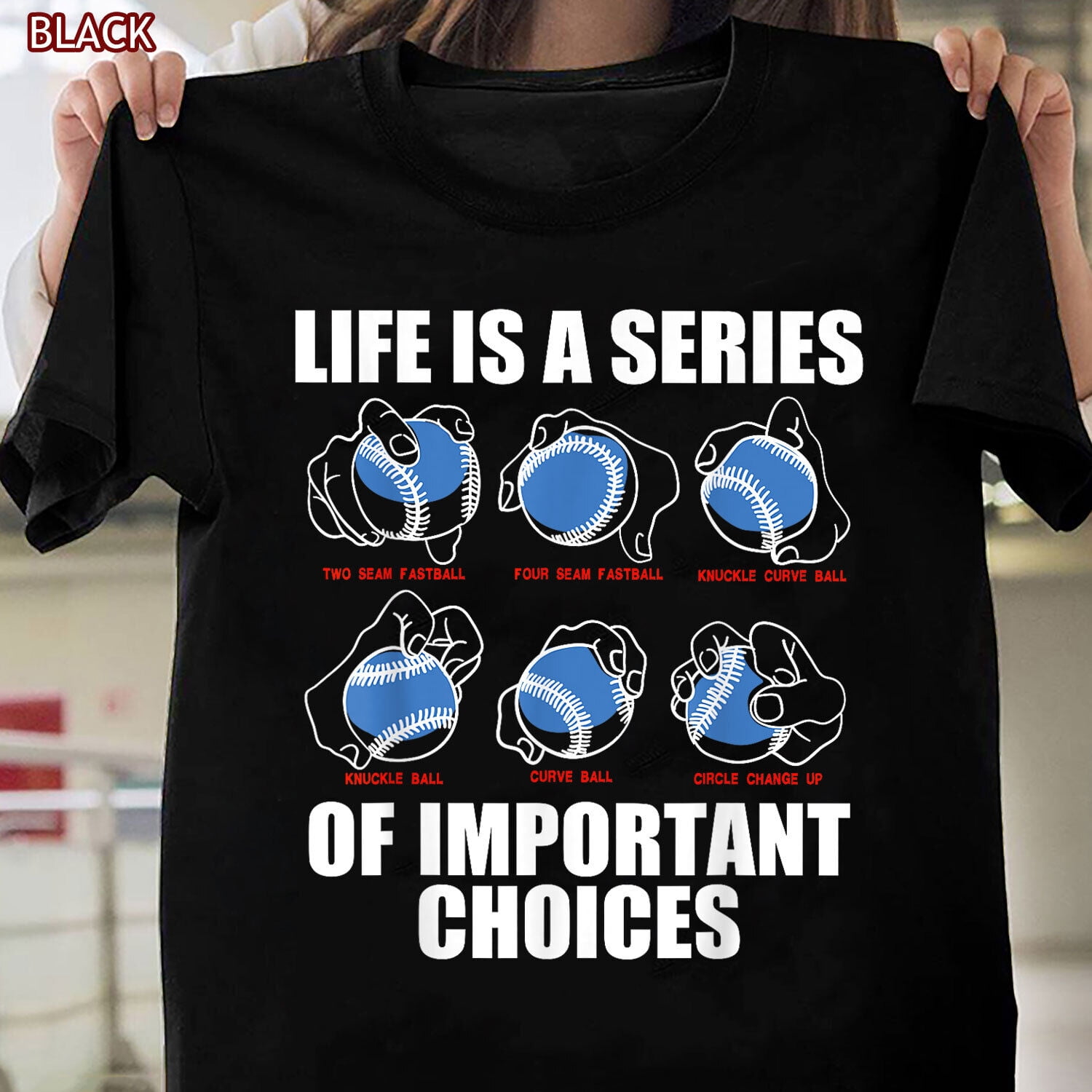 Types Of Baseball Pitches Life Choices Pitcher Player Gift Shirt Men ...