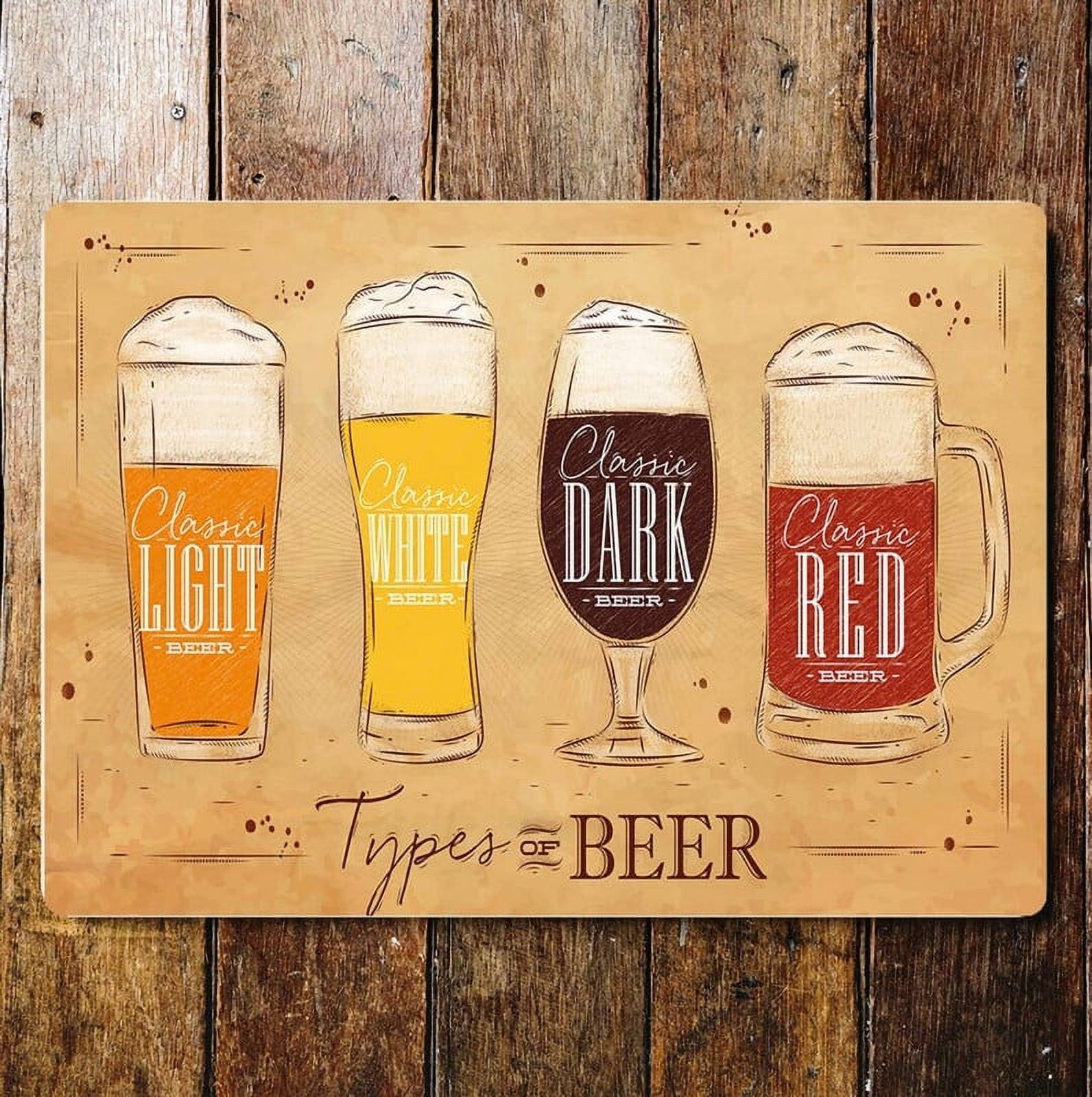 Types Of Beer Alcohol Metal Wall Sign 12×8Inch - Walmart.com