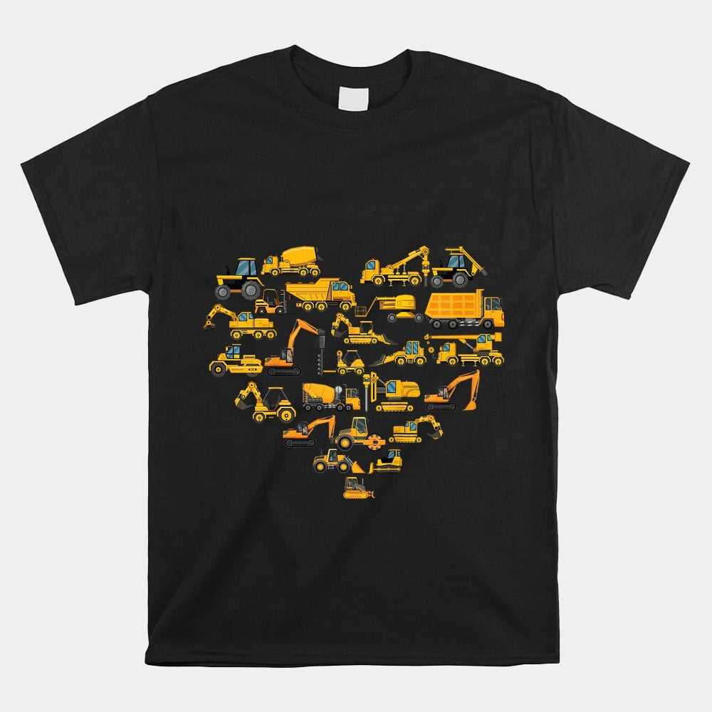 Types Of Construction Excavator Bulldozer Truck Crane T-shirt Size S ...