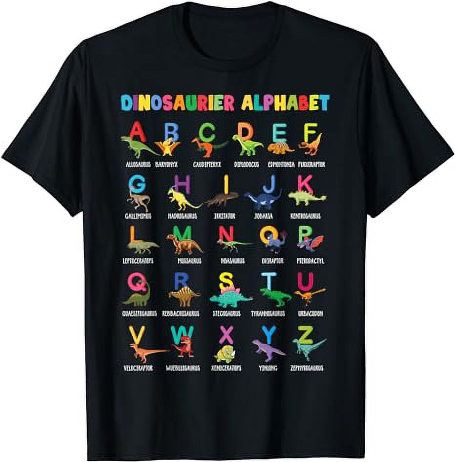 Types Of Dinosaurs Alphabet A-Z ABC Dino Identification Fun T-Shirt ...