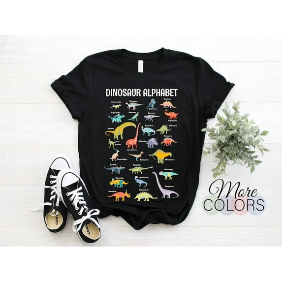 Types Of Dinosaurs Alphabet A-Z ABC Dino Identification Gift T-shirt ...