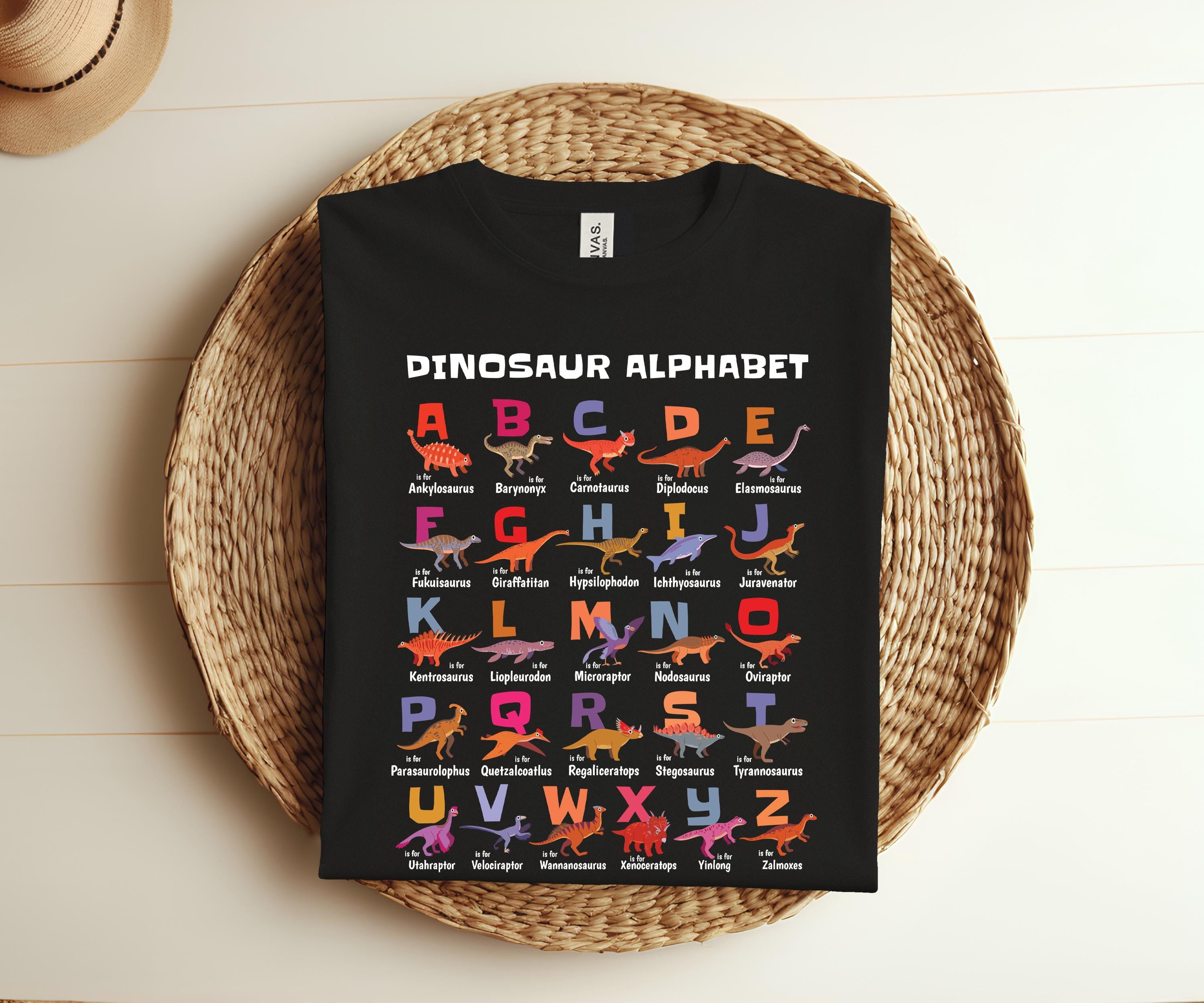 Types Of Dinosaurs Alphabet A-z Abc Dino Identification T-Shirt ...