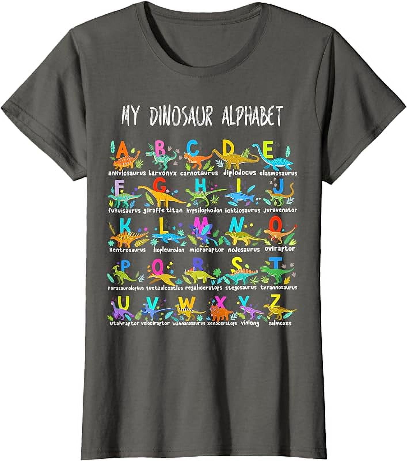 Types Of Dinosaurs Alphabet ABC Back To School Student Kids T-Shirt ...
