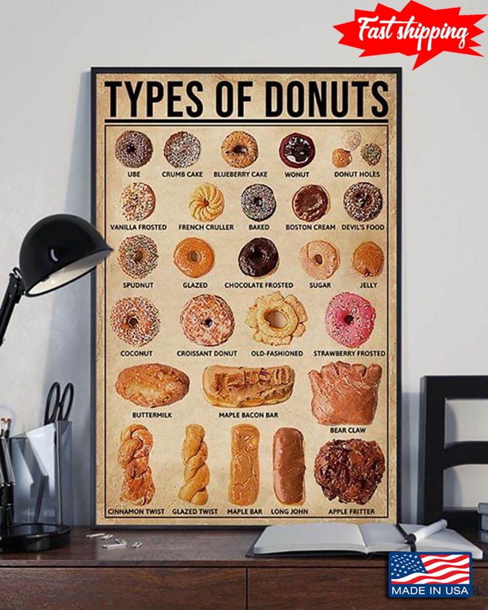 Types Of Donuts 11 x 17 Inch Poster - Walmart.com