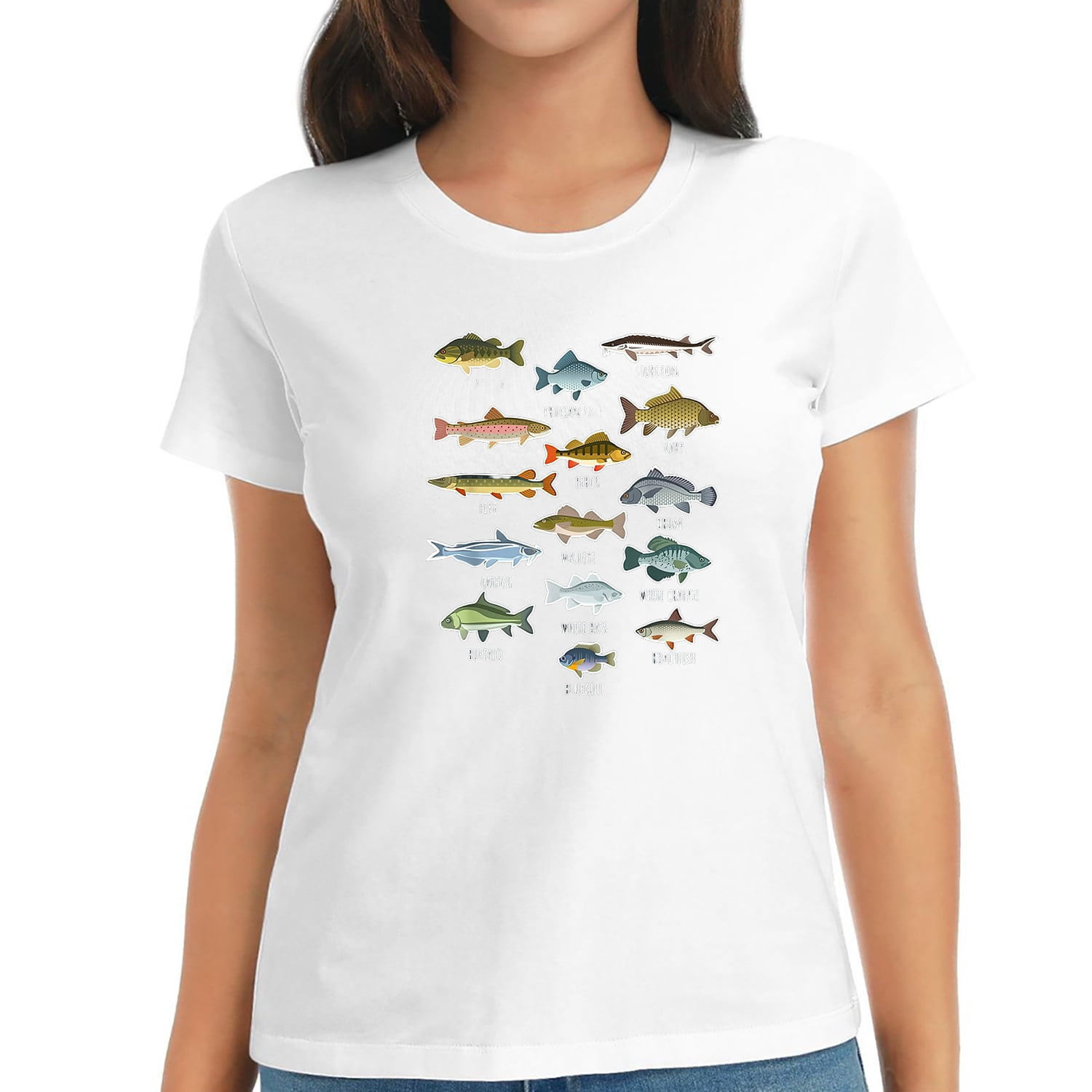 Types Of Freshwater Fish Species Fishing T-Shirt - Walmart.com