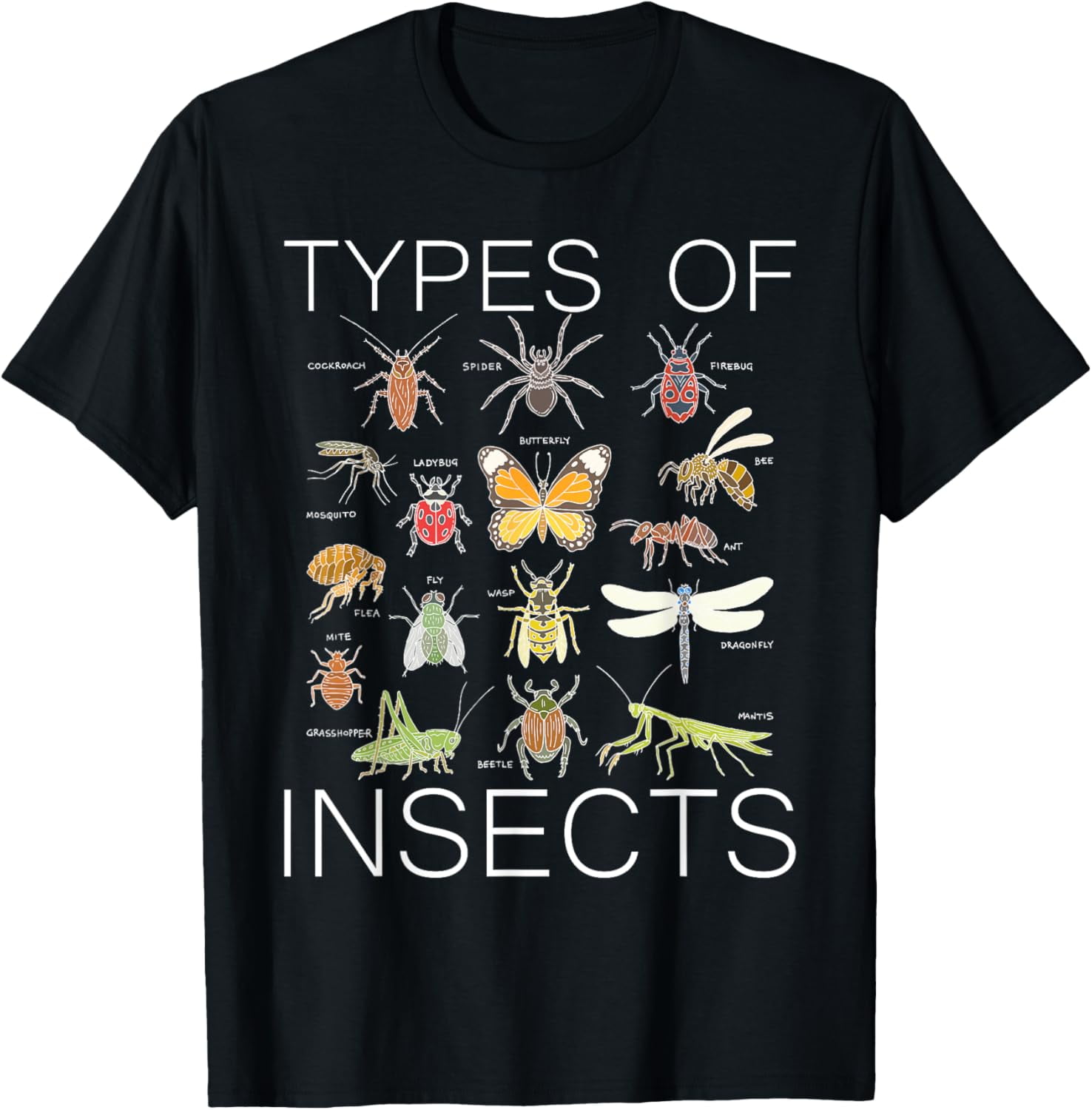 Types Of Insects Bug Identification Science Insect Lover T-Shirt ...