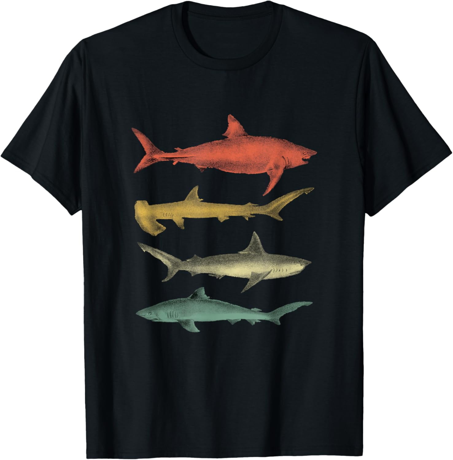 Types Of Sharks Great White Tiger Bull Hammerhead Shark Sea T-Shirt ...