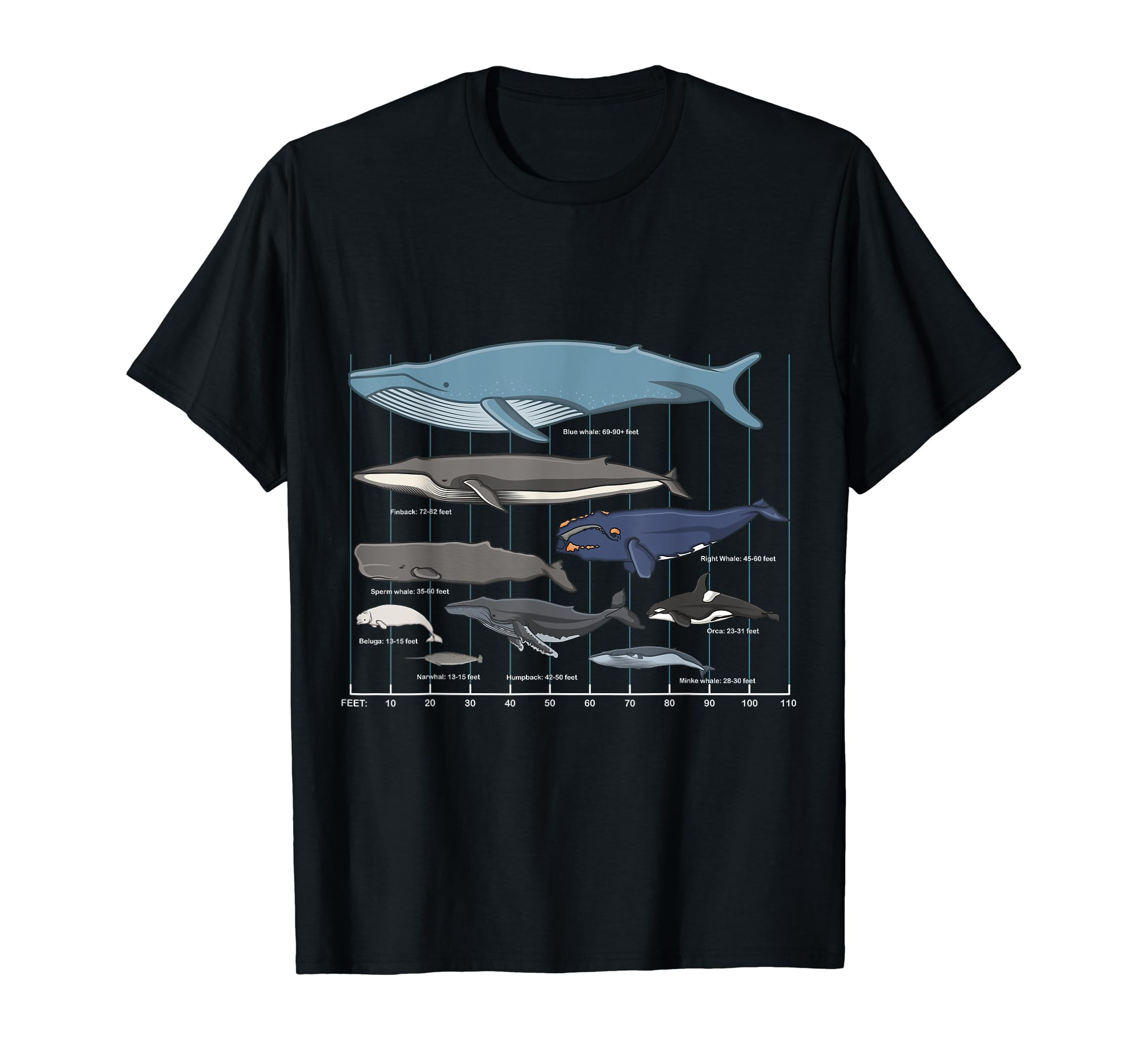 Types Of Whales - Huge Whale T-Shirt - Walmart.com