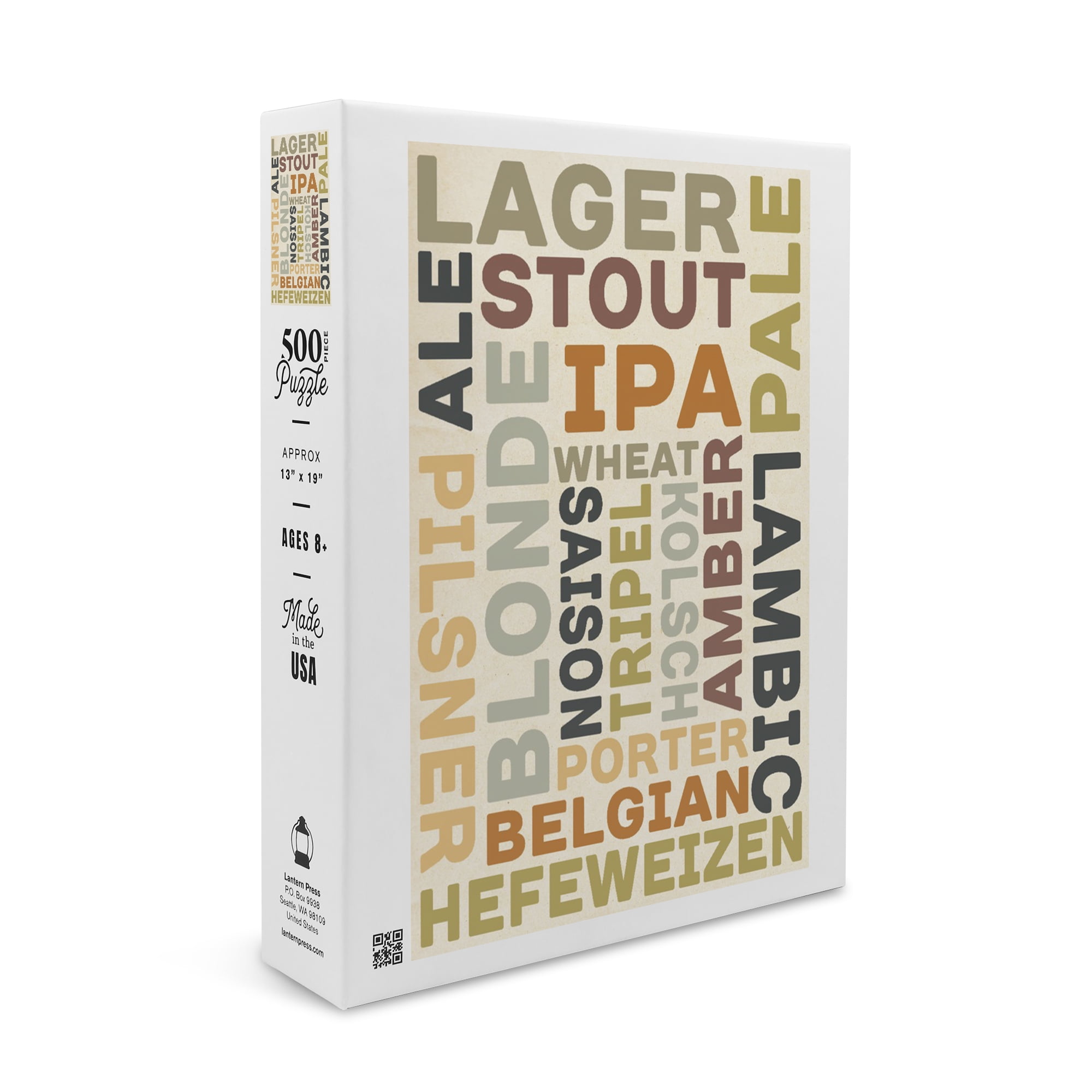 Types of Beer, White Background, Typography (19x27 inches, Premium 500 ...