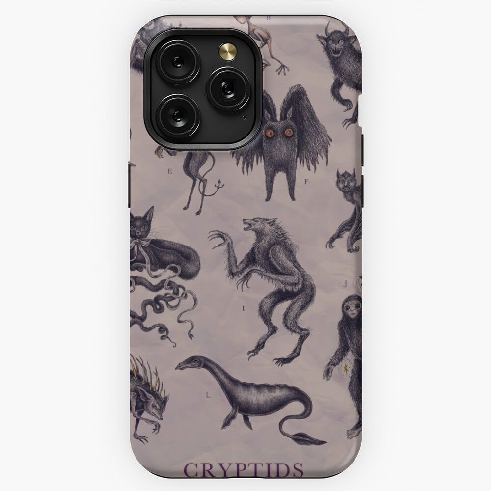 Types of Cryptids Mythical Creature Chart iPhone Case 17 through 11 Pro ...
