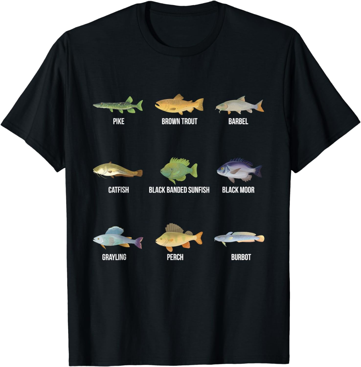 Types of Freshwater Fish Species Funny Fishing Gifts T-Shirt - Walmart.com