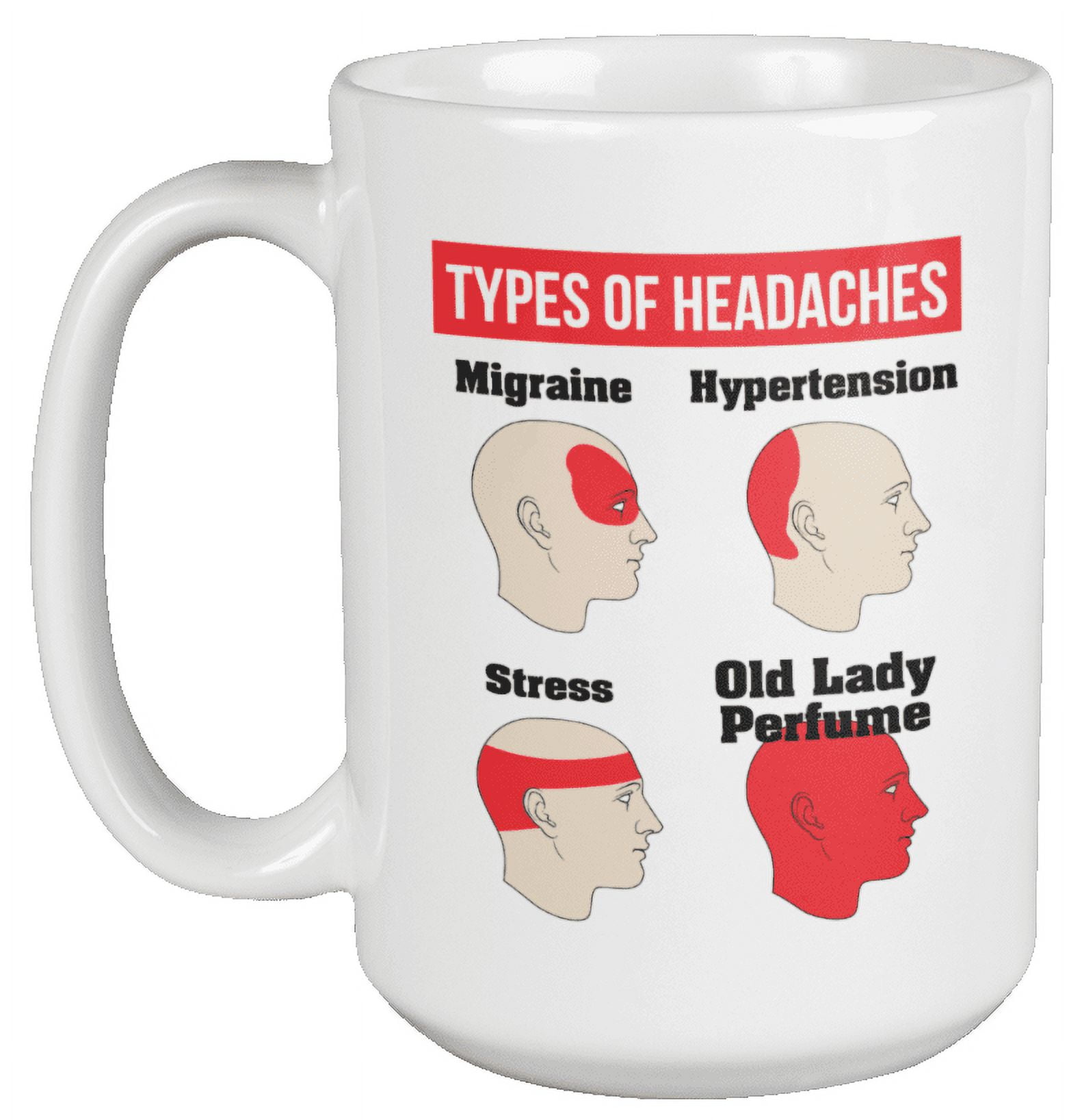 Types of Headaches Funny Humor Joke Coffee & Tea Mug for Men & Women ...