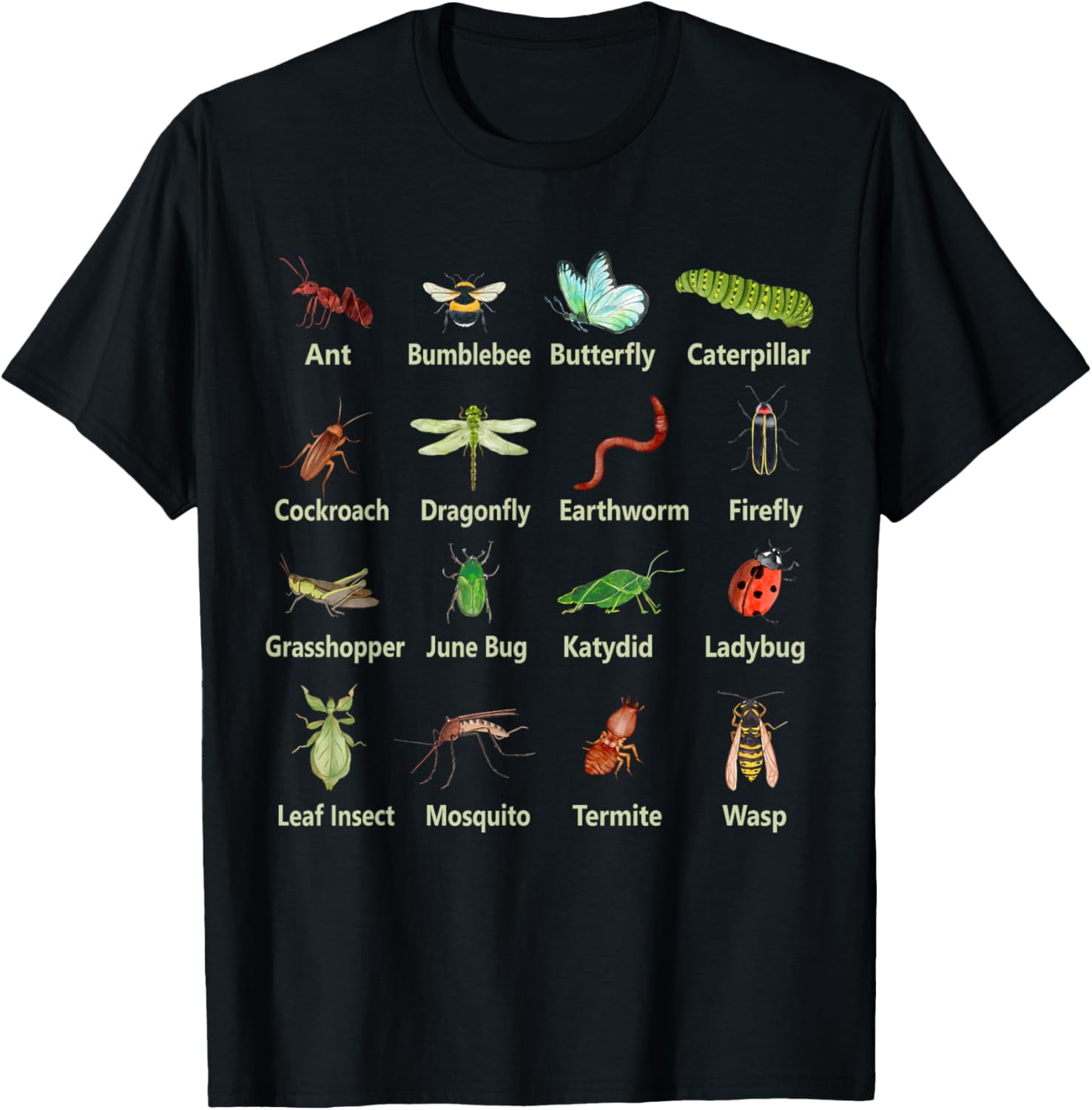 Types of Insects Funny Insect Names Bug Entomologist Kids T-Shirt ...