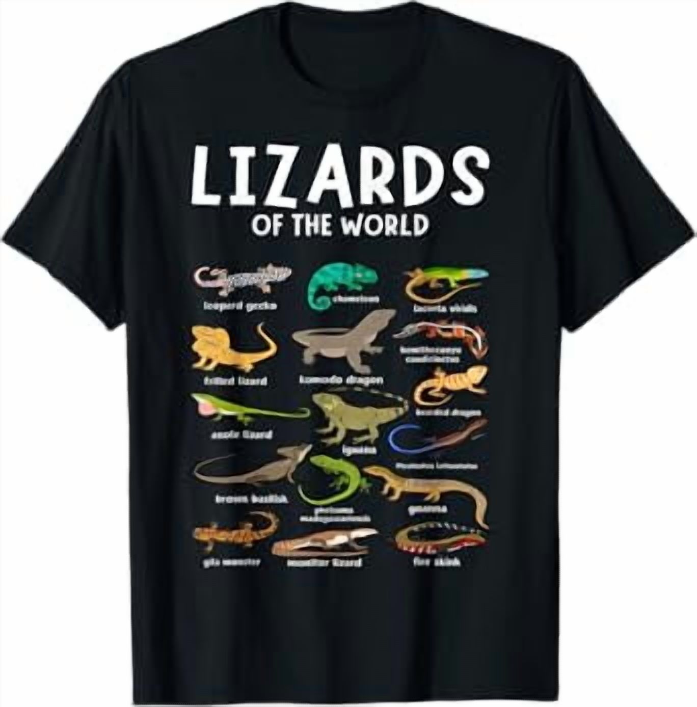 Types of Lizards of the World Unisex T-Shirt, Reptile Herpetology ...