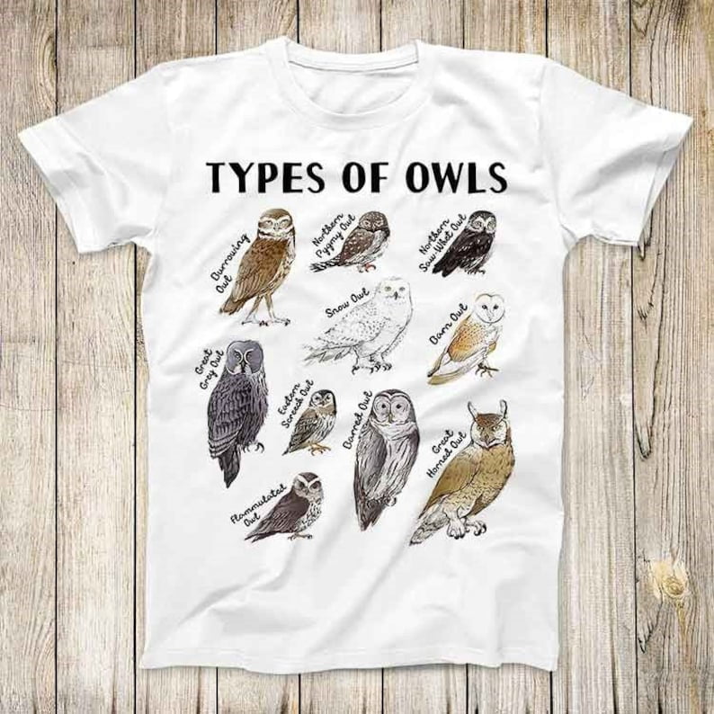 Types of Owls Birds Nature Meme Cute Owl Lover Top Tee Best Cute Gift ...