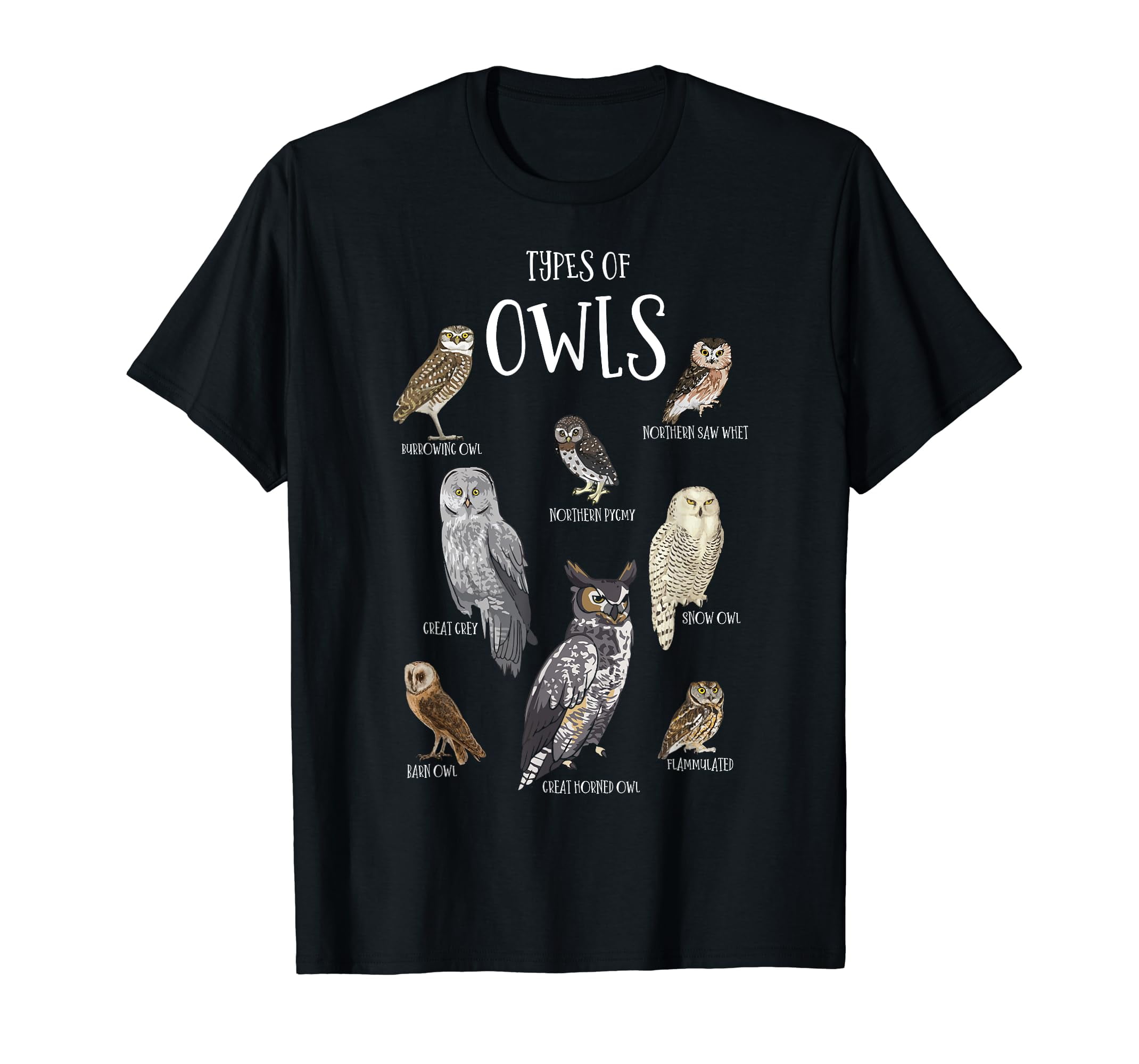 Types of Owls Shirt Educational Cute Owl Lover T-Shirt - Walmart.com
