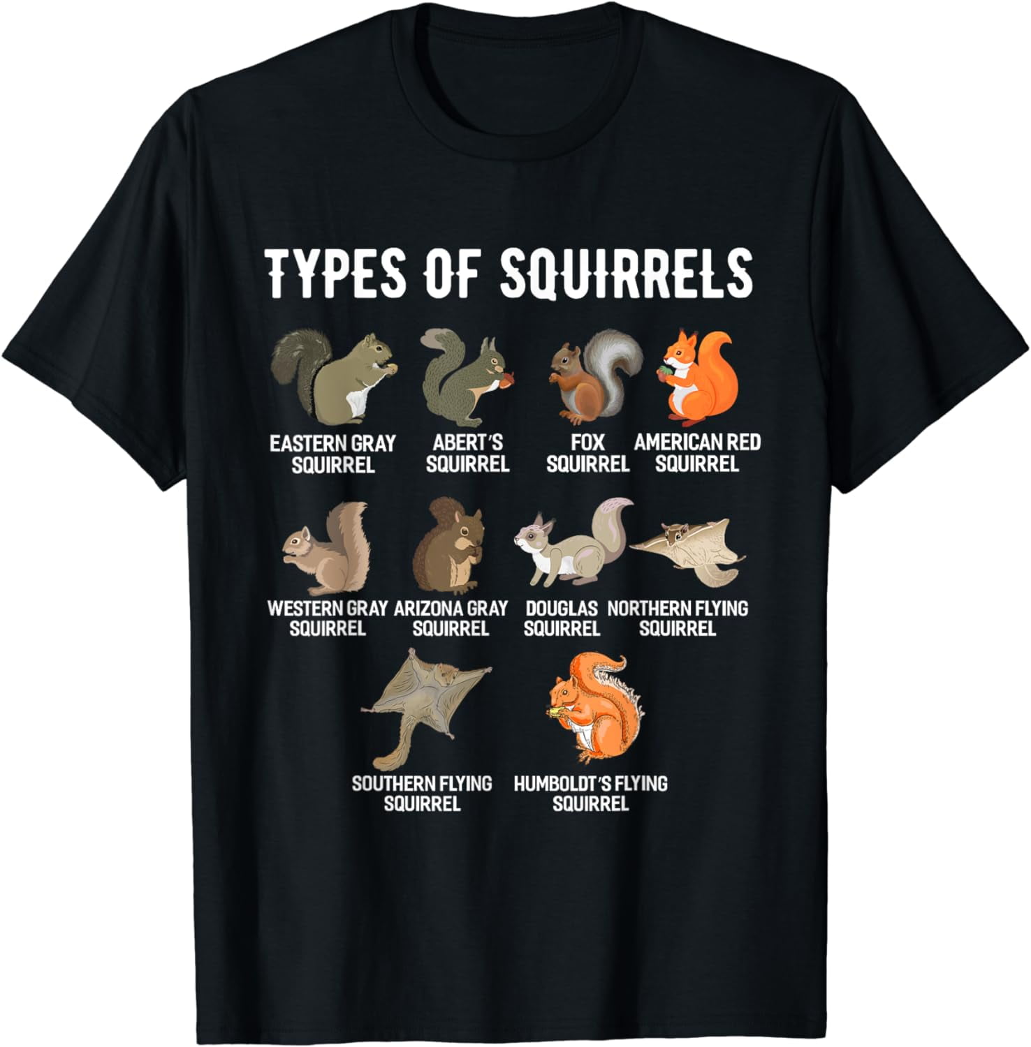 Types of Squirrels Shirt Funny Squirrel Shirt Squirrels T-Shirt ...