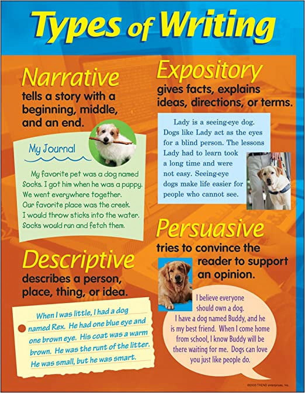 Types of Writing Learning Chart, 17" x 22" - Walmart.com