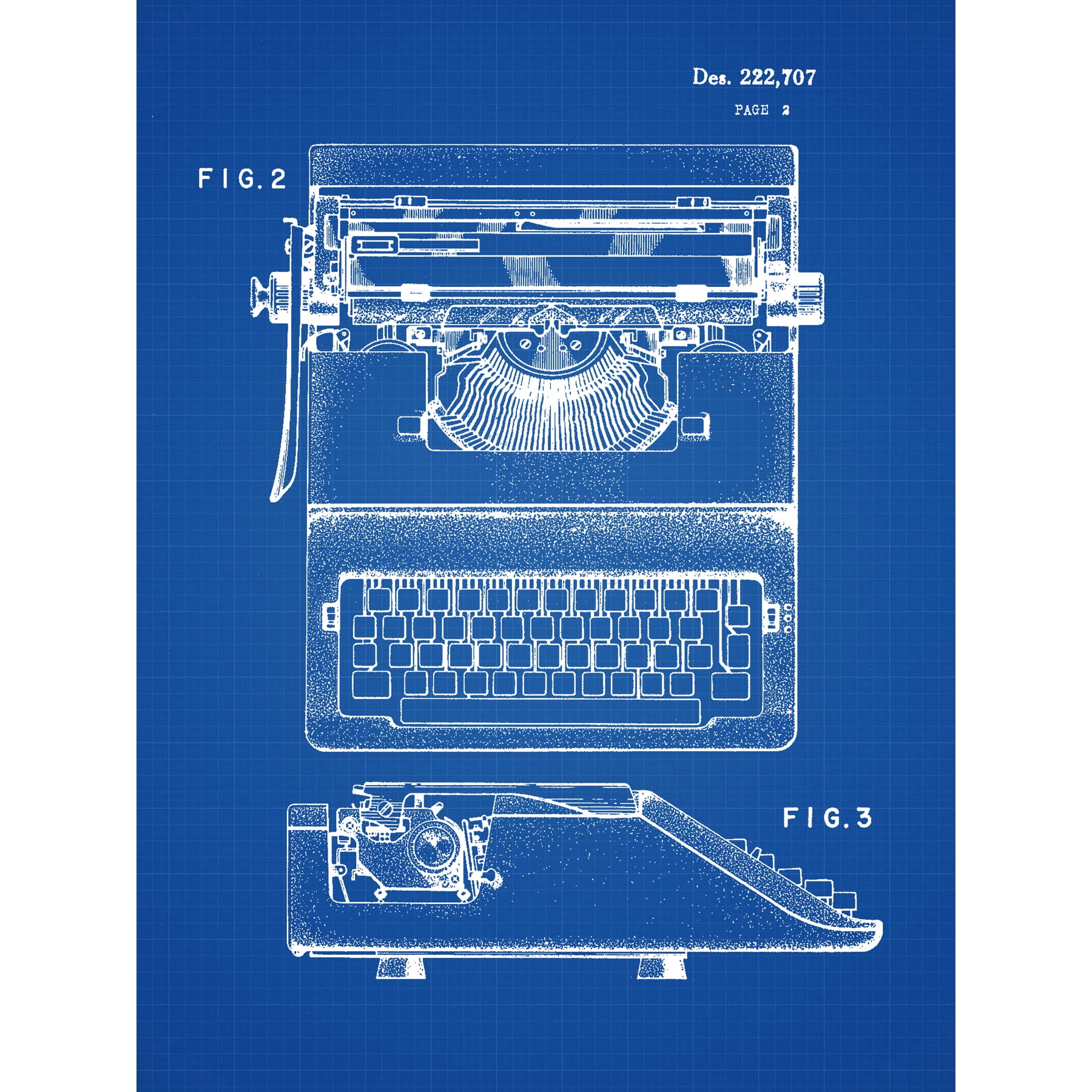 Typewriter Blueprint Extra Large XL Wall Art Poster Print - Walmart.com