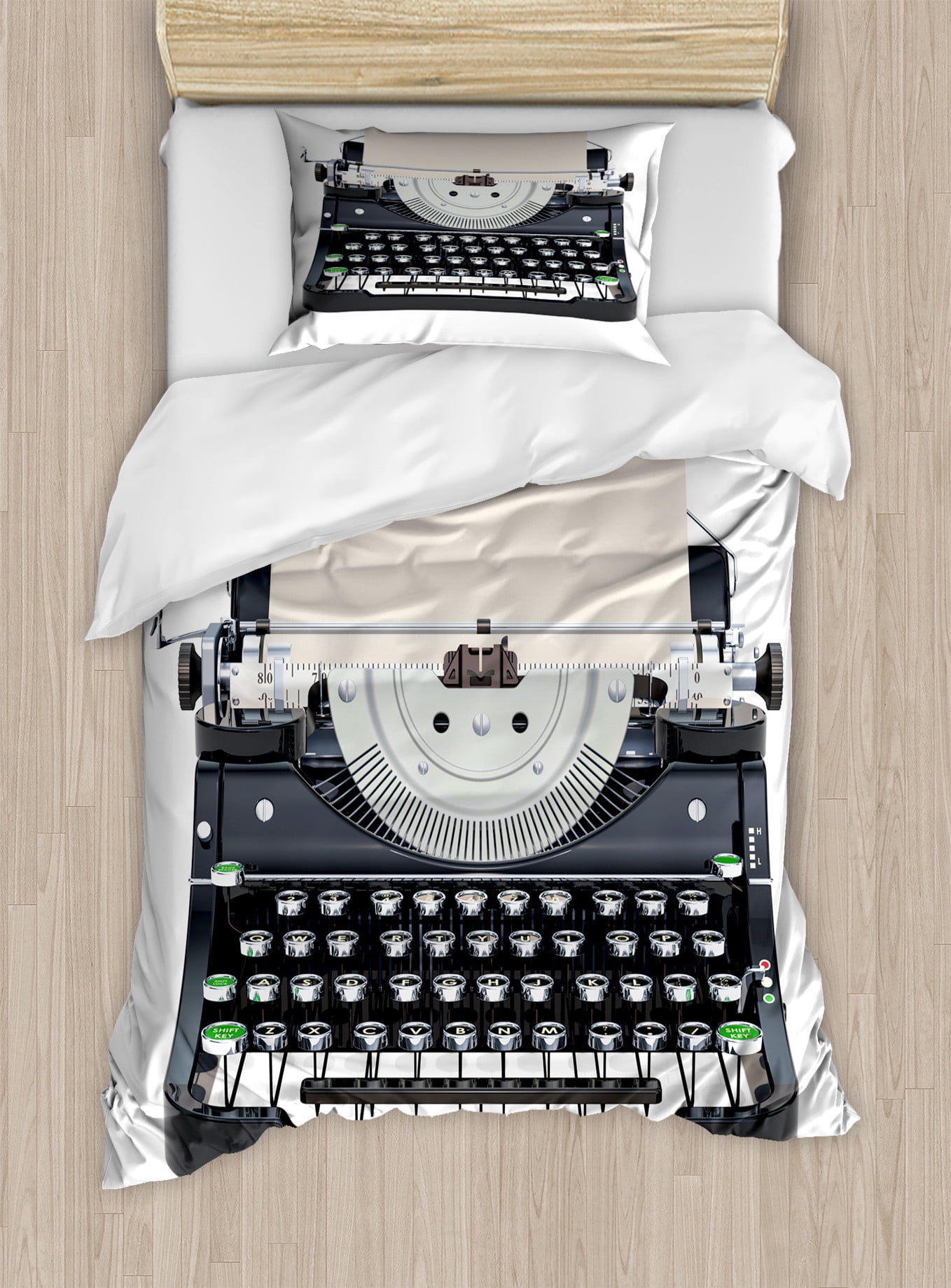 Typewriter Duvet Cover Set, Nostalgic Illustration of Old Mechanical ...