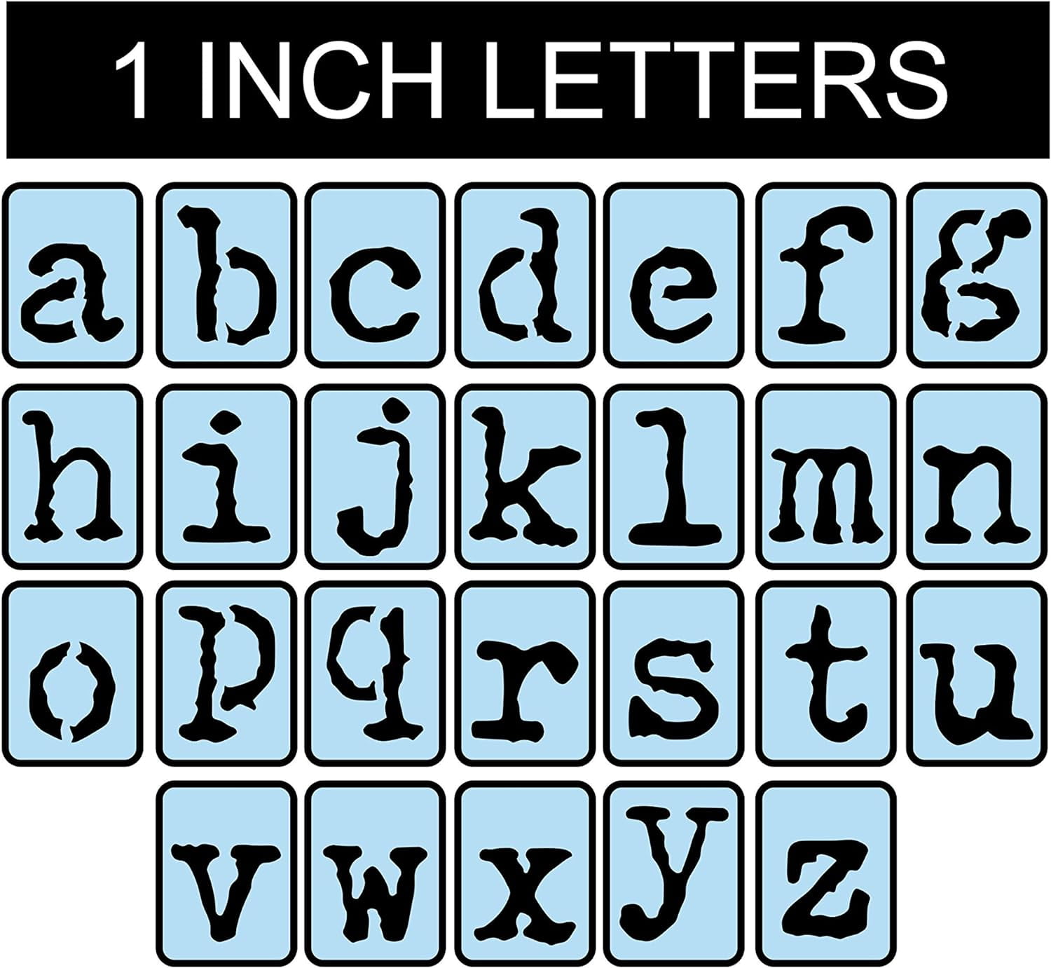 Typewriter Letters Stencil Set, 1 Inch, Reusable Plastic, Full Alphabet ...