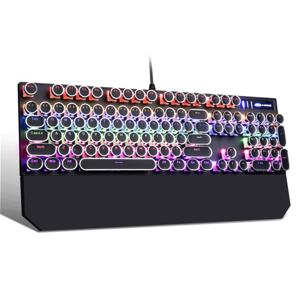 MageGee Typewriter Wired Gaming Keyboard with RGB Backlight, Black ...
