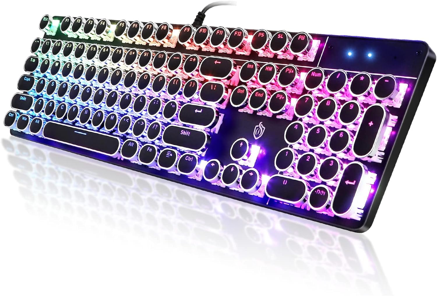 Typewriter Style Mechanical Gaming Keyboard RGB Backlit Wired with Blue ...