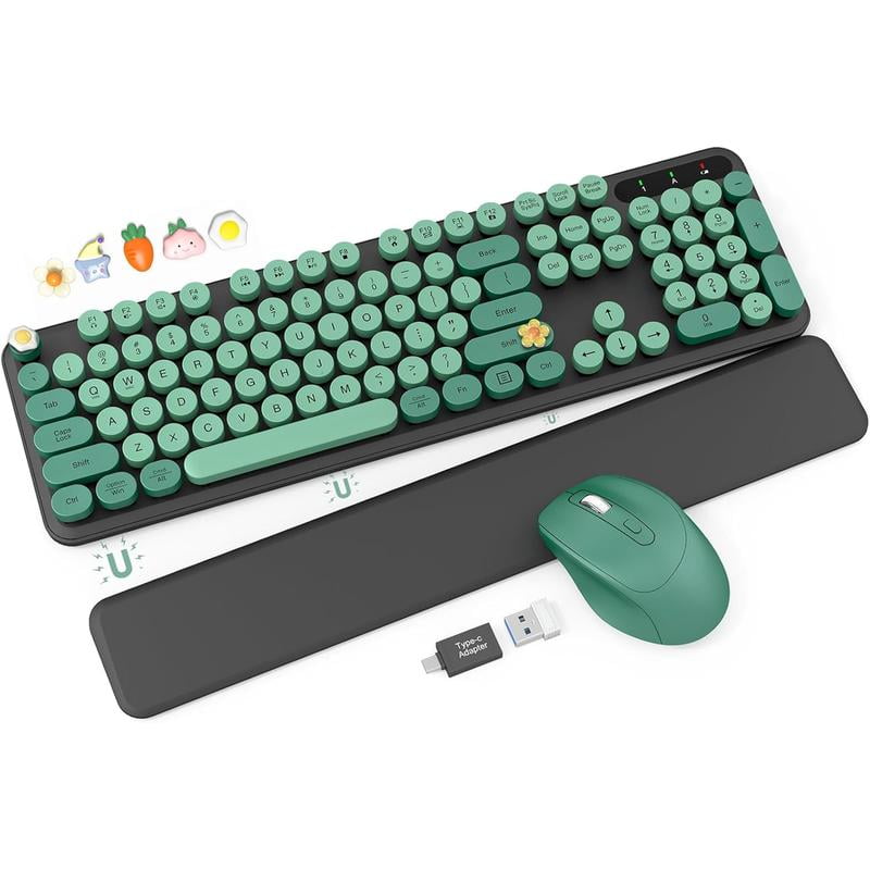 Typewriter USB Keyboard with Round Keycaps(Not Bluetooth), Full-Size ...