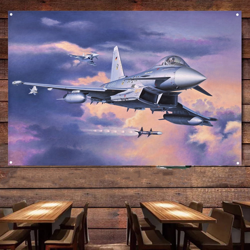 Typhoon Fighter Jet Banner Wall Art - Aviation Military Artwork with ...