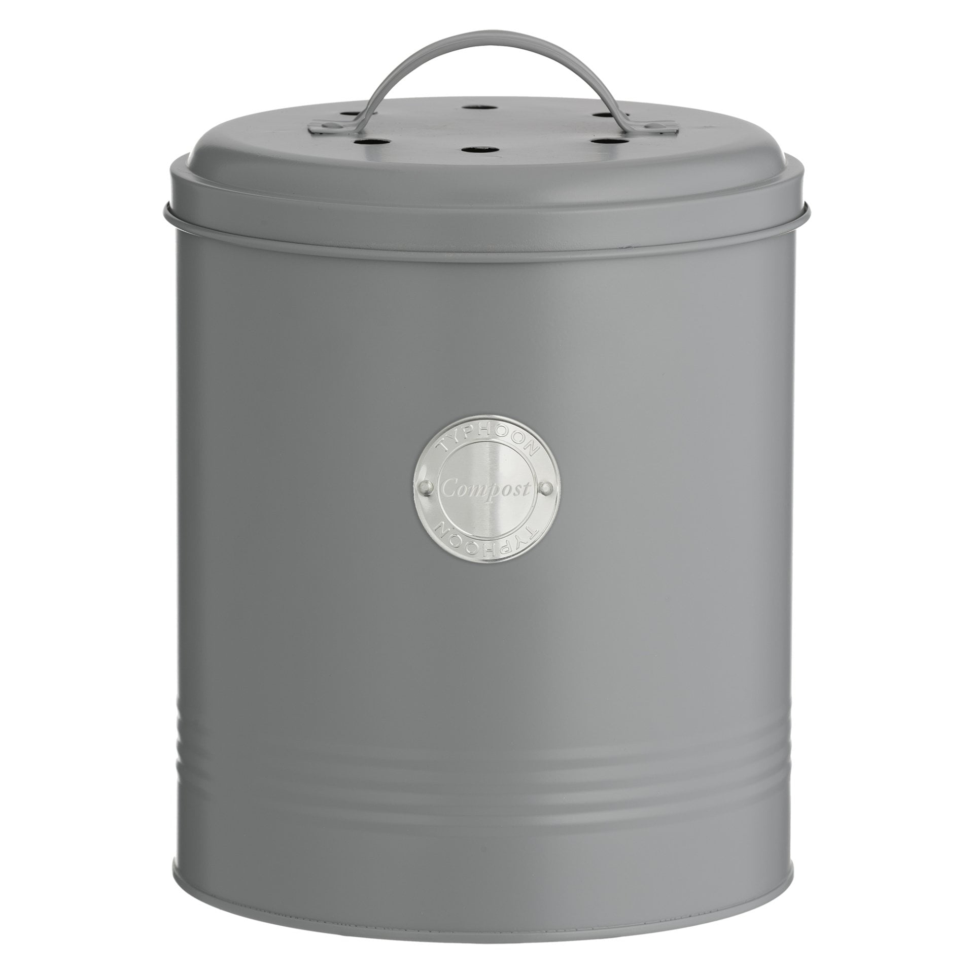 Typhoon Living Compost Caddy, Grey Coated Steel, Removable Plastic ...