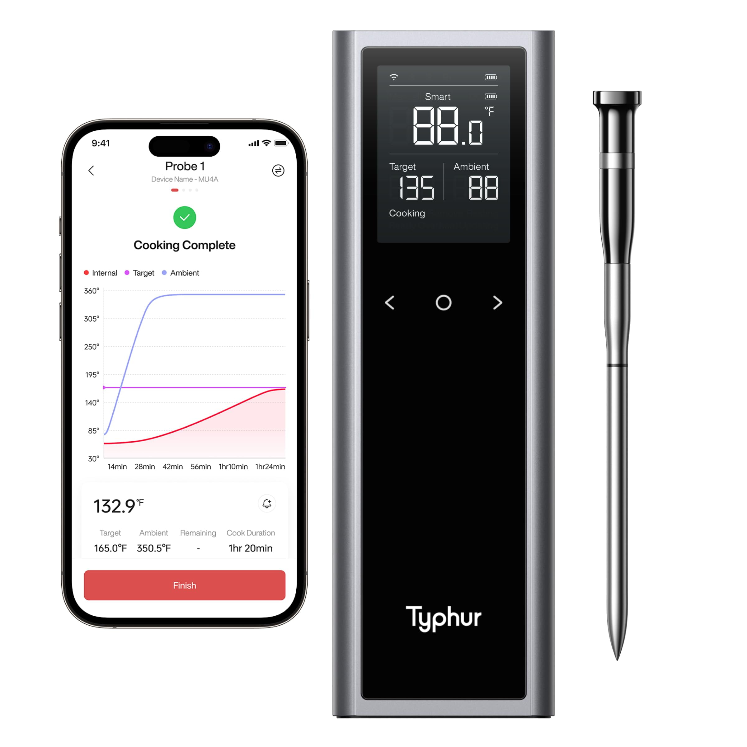 Typhur Sync One Smart Wireless Meat Thermometer: Standalone Base with ...