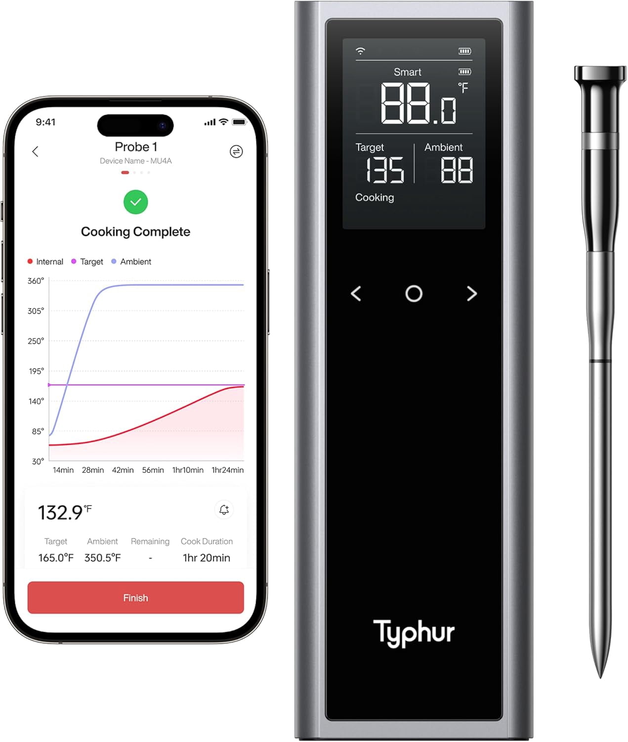 Typhur Sync One Smart Wireless Meat Thermometer - Walmart.com