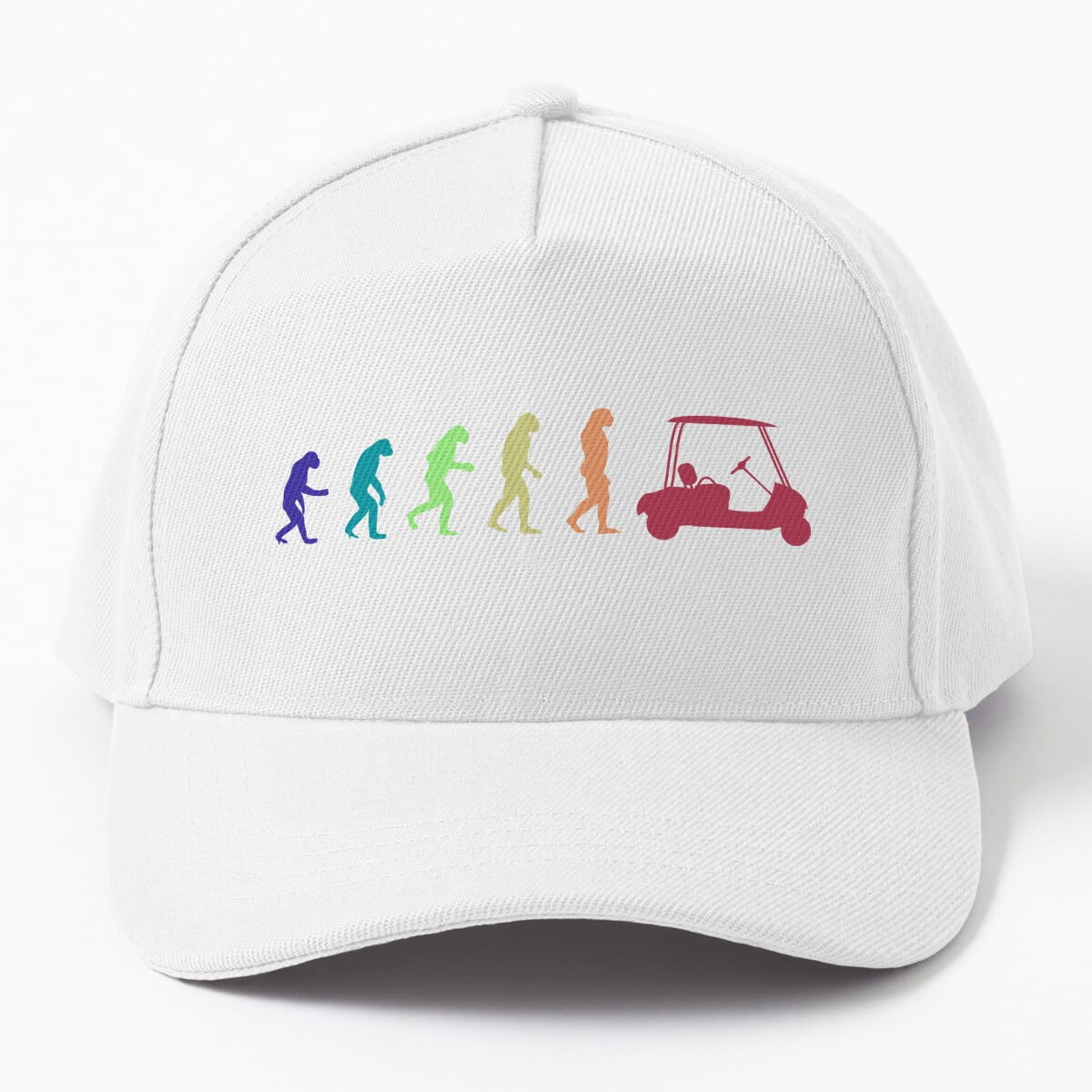 TypoTee Colorful Human Evolution Golf Car Baseball Cap; Inspirational ...