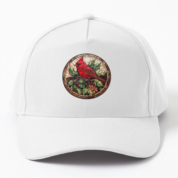 TypoTee Stained Glass With Red Bird Baseball Cap, Inspirational Graphic ...