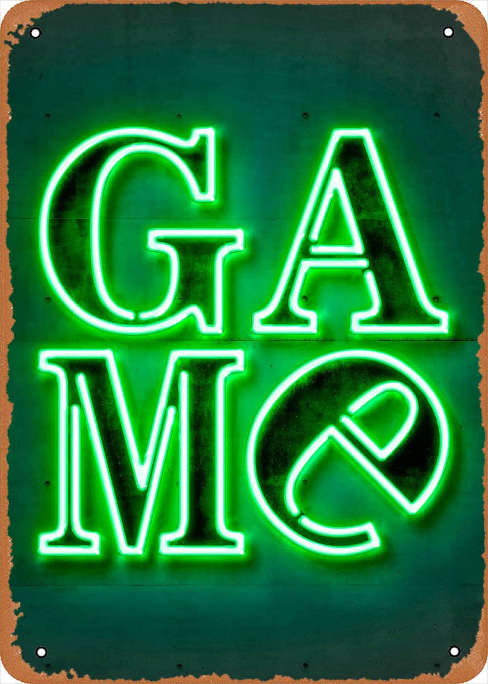 Typographic Neon Game Poster Retro Vintage Aluminium Metal Sign Home ...