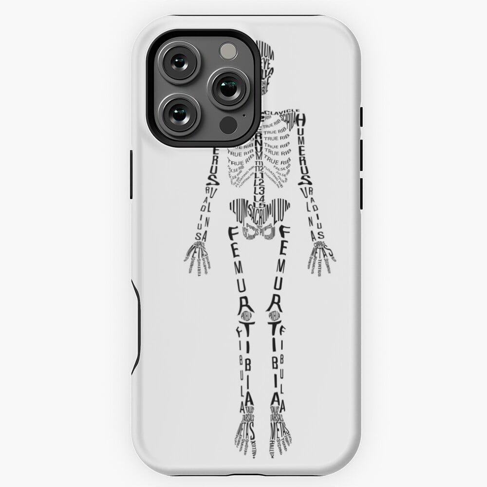 Typographical Skeleton Phone Case for iPhone 16 15 14 13 12 11 Pro Max ...