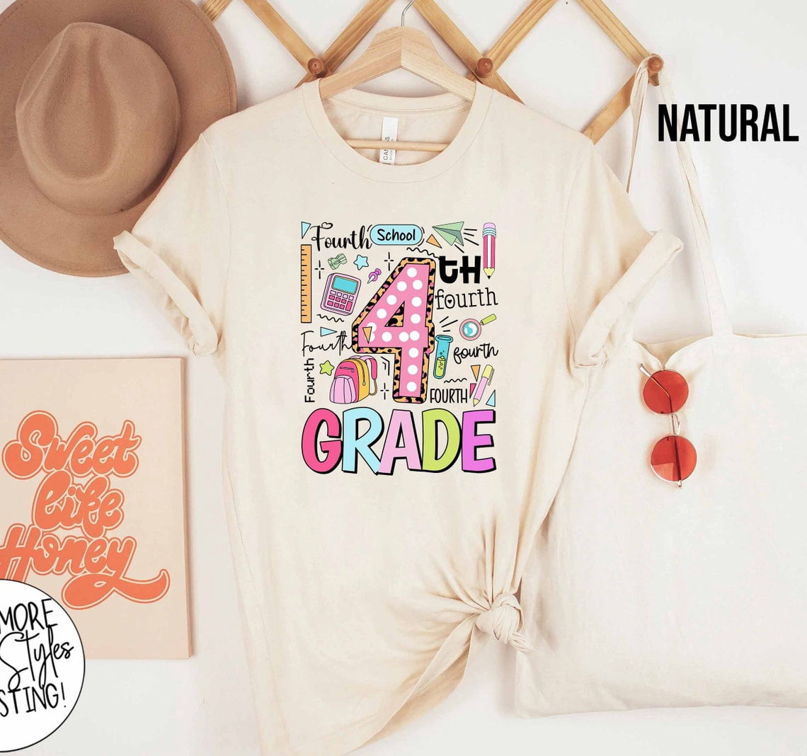 Typography 4Th Grade Shirt, 4Th Grade Teacher Shirt, Hello To School ...