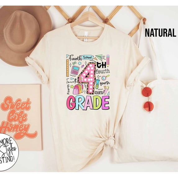 Typography 4Th Grade Shirt, 4Th Grade Teacher Shirt, Hello To School ...