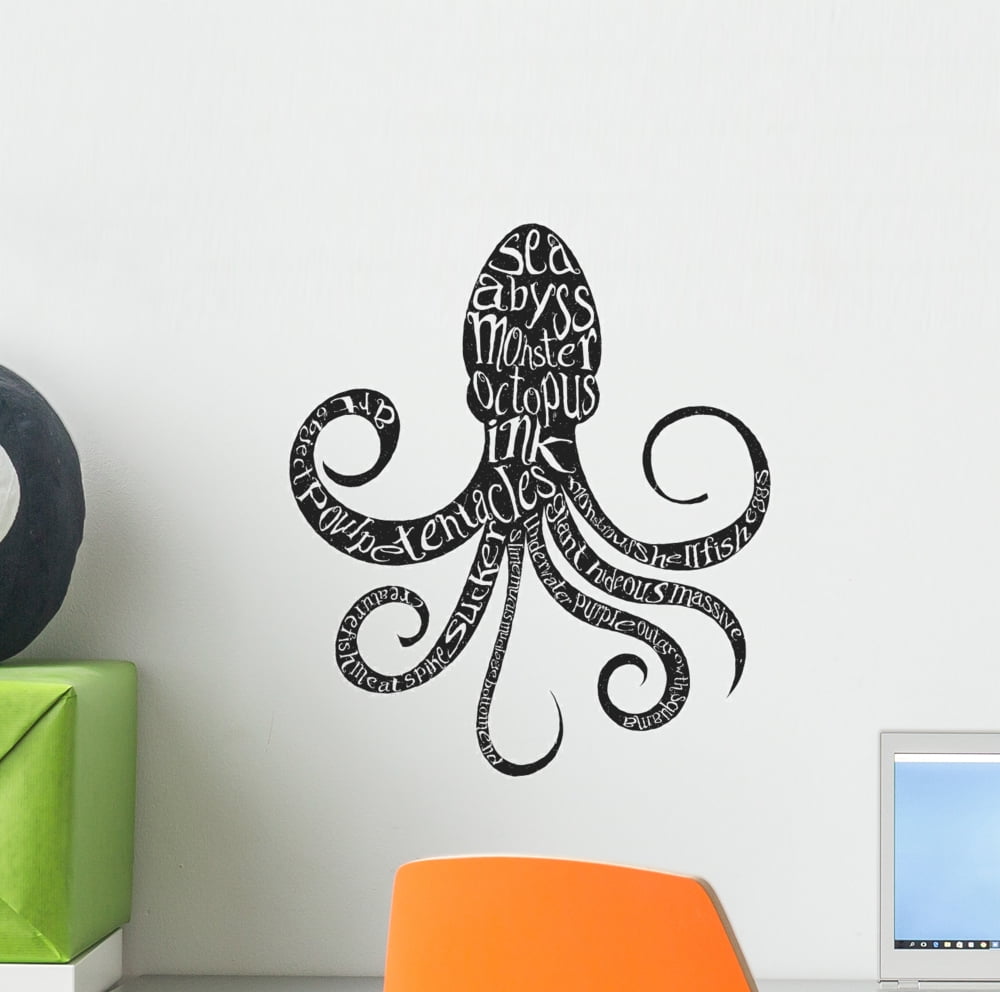 Typography Lettering Octopus Wall Decal Wallmonkeys Peel and Stick ...