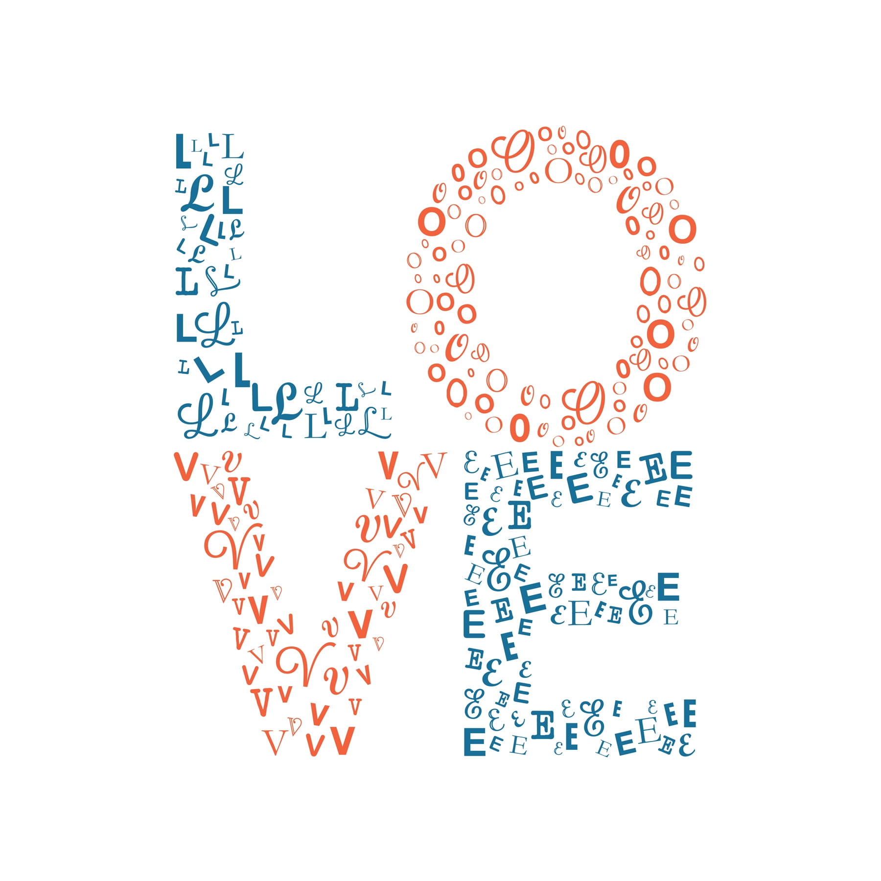 Typography Love Letters Large Wall Art Print - Walmart.com