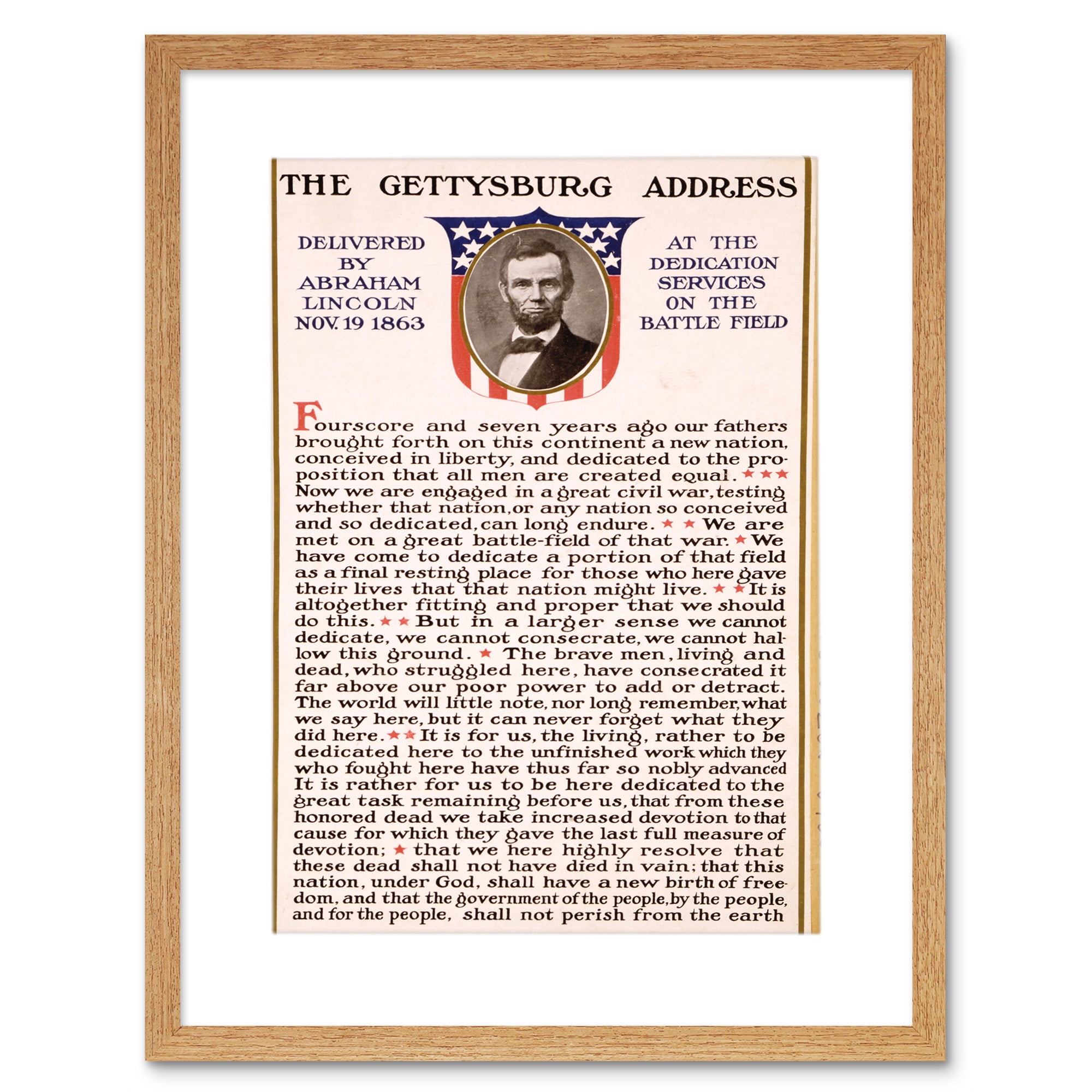 Typography Print The Gettysburg Address of Abraham Lincoln USA ...