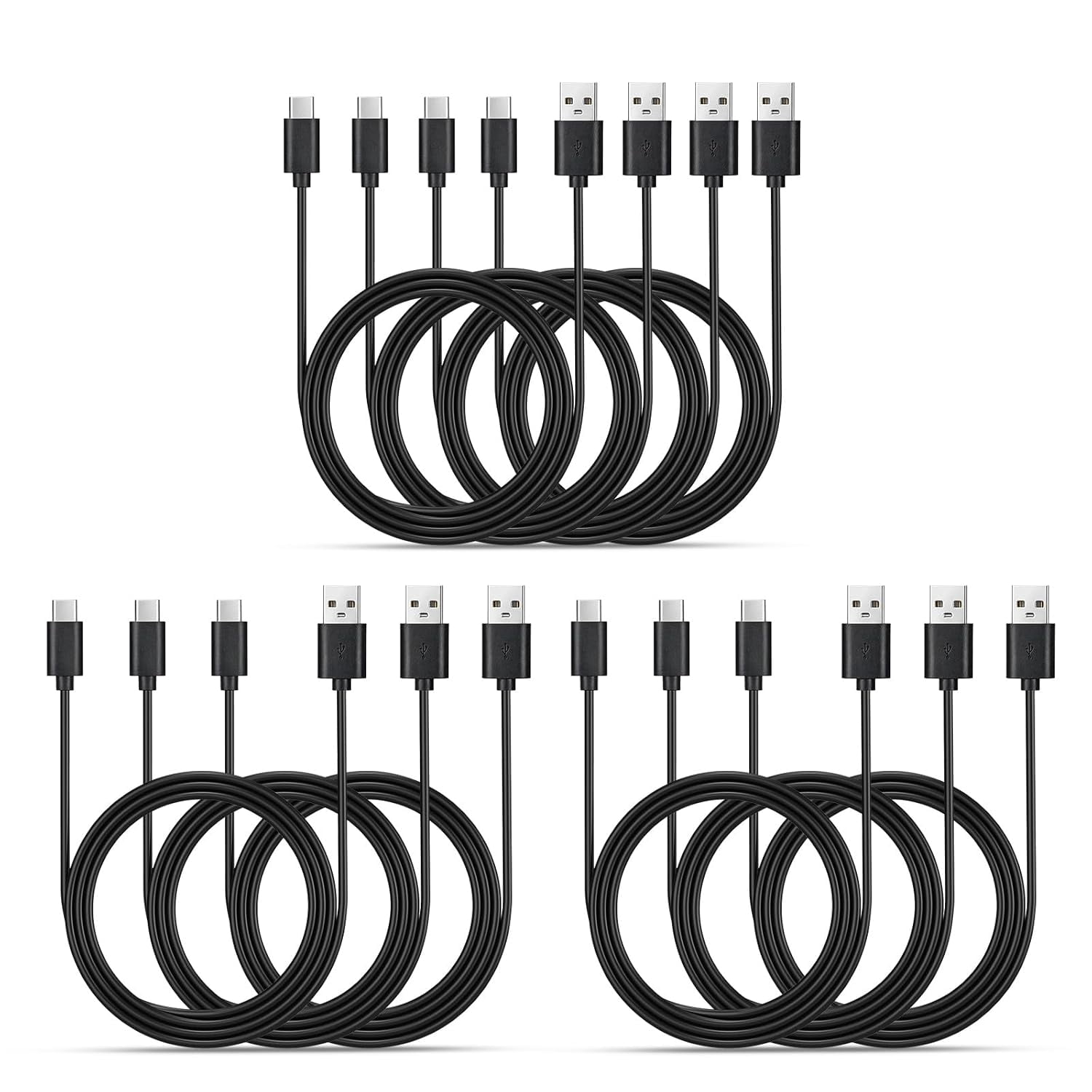 Typpkmm USB C Cable with Bulk 10-Pack , Type C Phone 3ft, Black ...