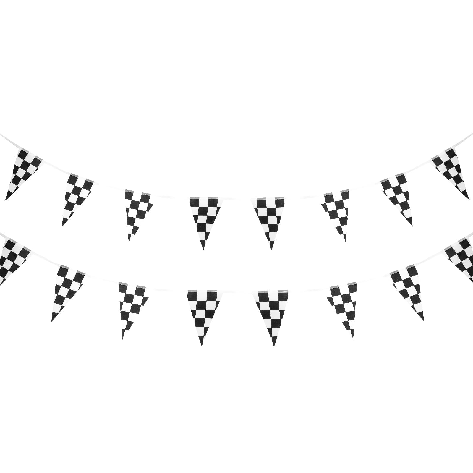 Tyqour 2Pcs Black and White Checkered Flag Banner, Double Sided Racing ...