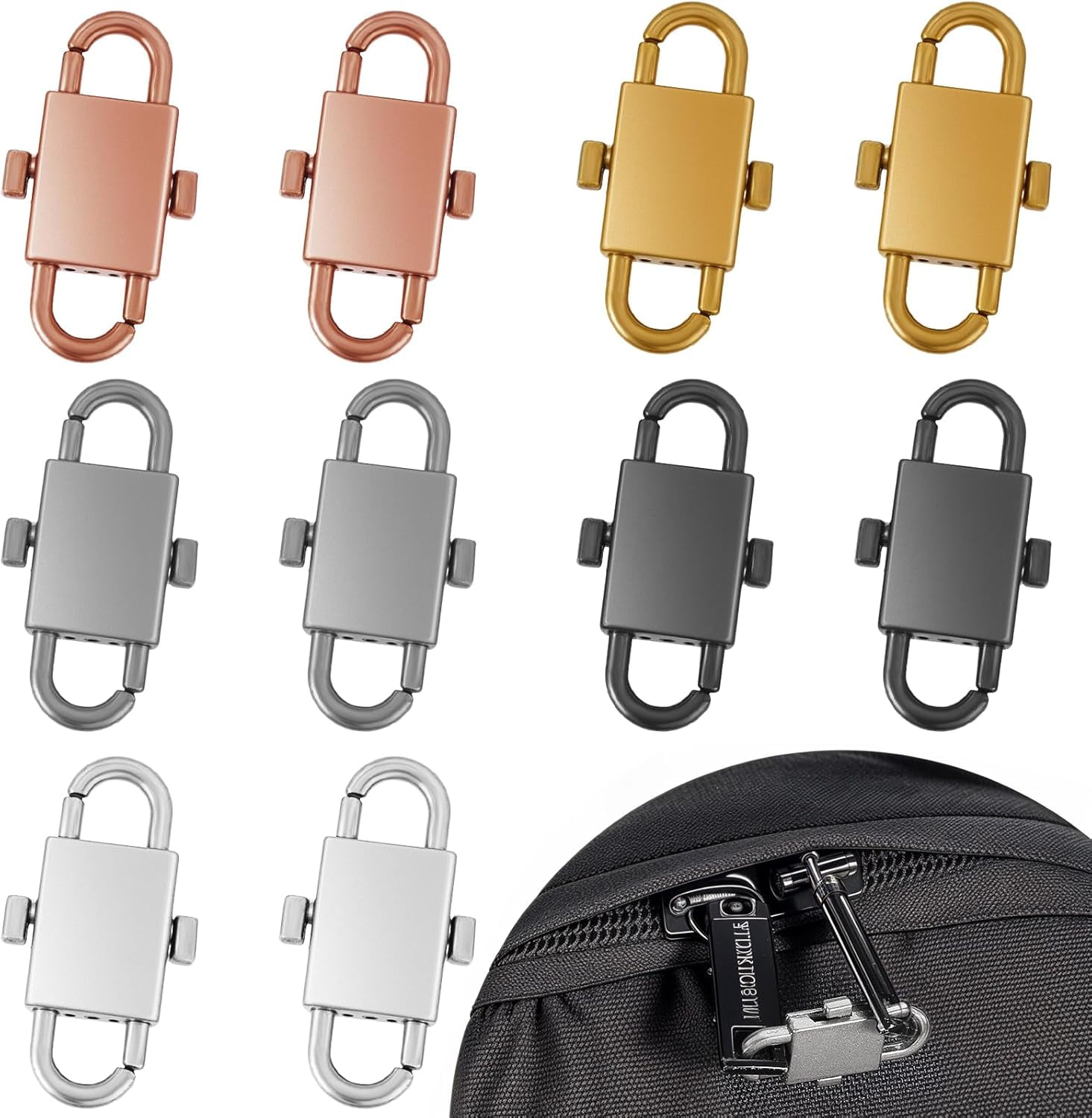 Tyqour10 Pcs Double-Button Zipper Clips Zipper Locks Anti Theft for ...