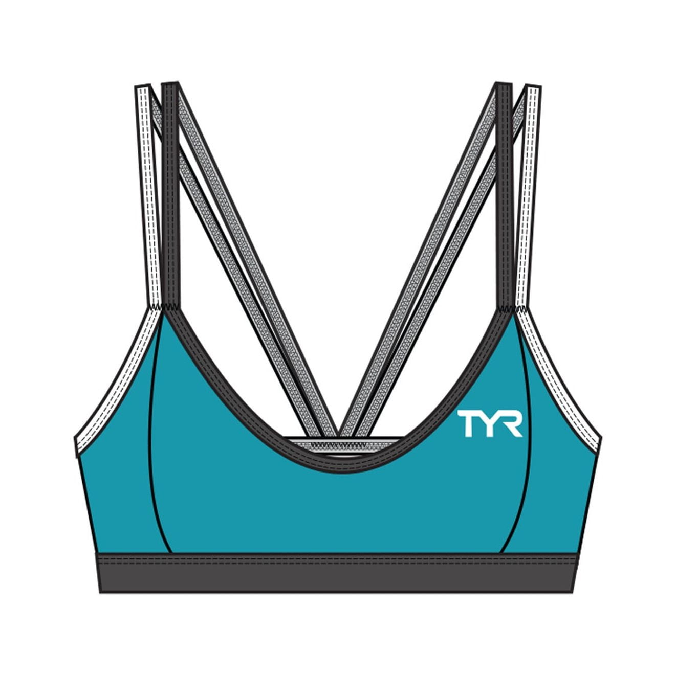 Tyr Competitor Thin Strap Tri Bra Female (Turquoise/Grey, X-Large ...