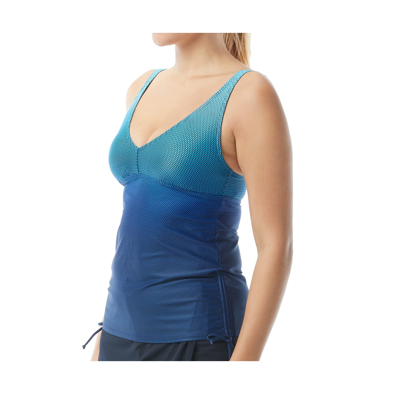 Tyr Fishnet V-Neck Tankini Top Swimsuit Turquoise Size 8 - Walmart.com